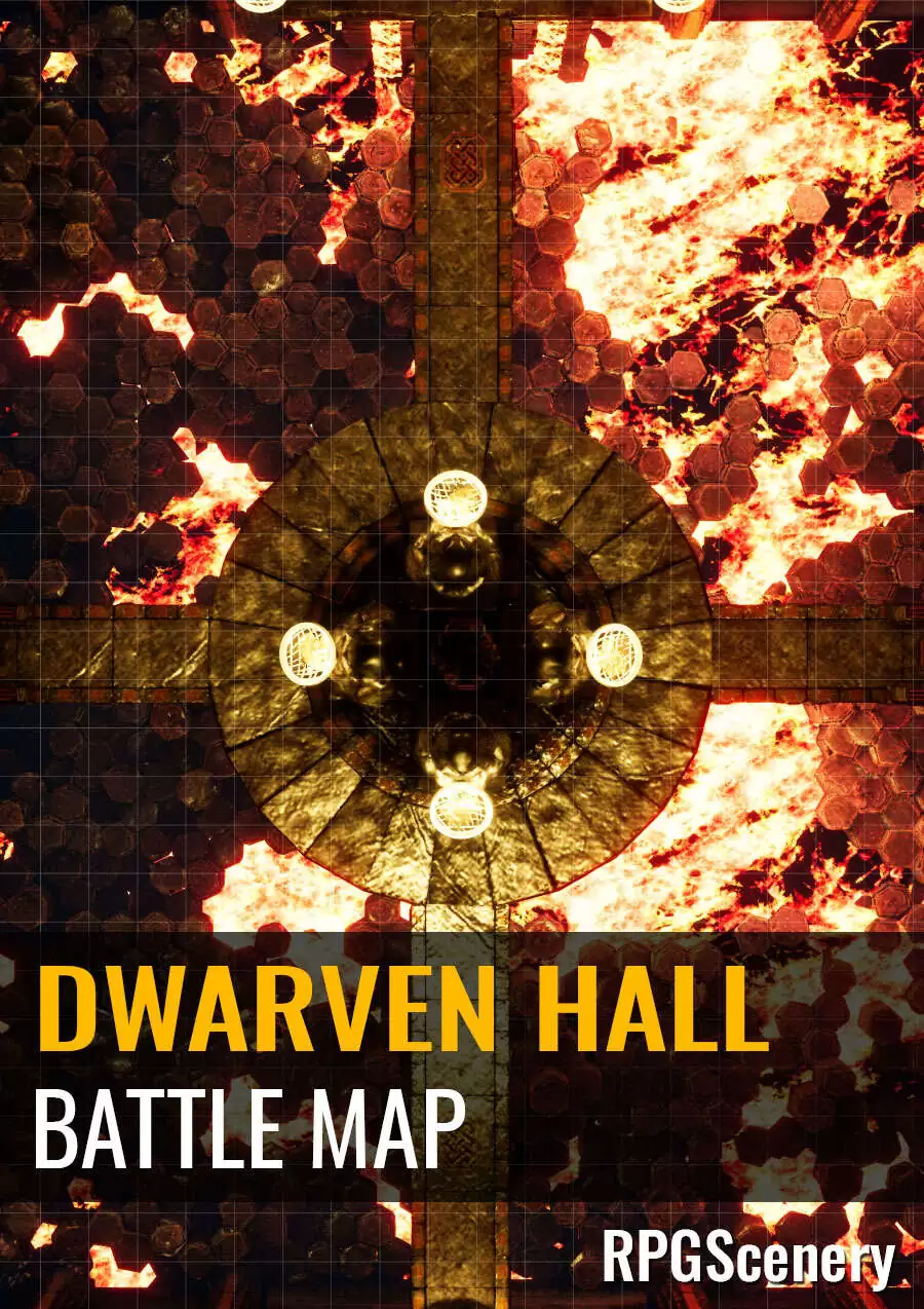 Dwarven Hall Battlemaps - RPGScenery | DriveThruRPG