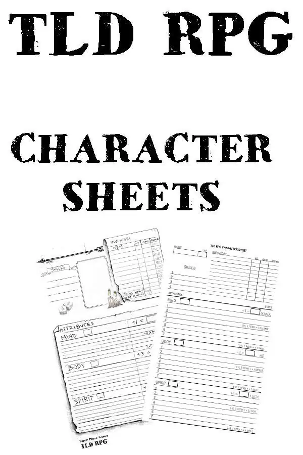 TLD RPG character sheet - Paper Plane Games | DriveThruRPG