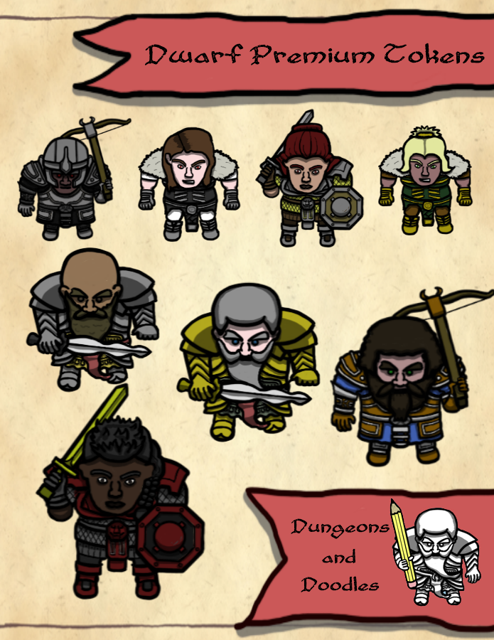 Dwarf Preview Pack - Dungeons and Doodles | DriveThruRPG