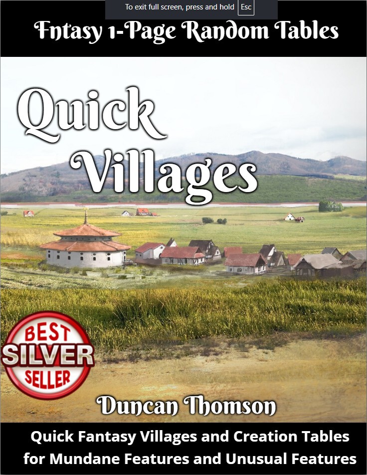 Fantasy Quick Villages - One Page Random Tables - Chaos Gen | 1-Page ...