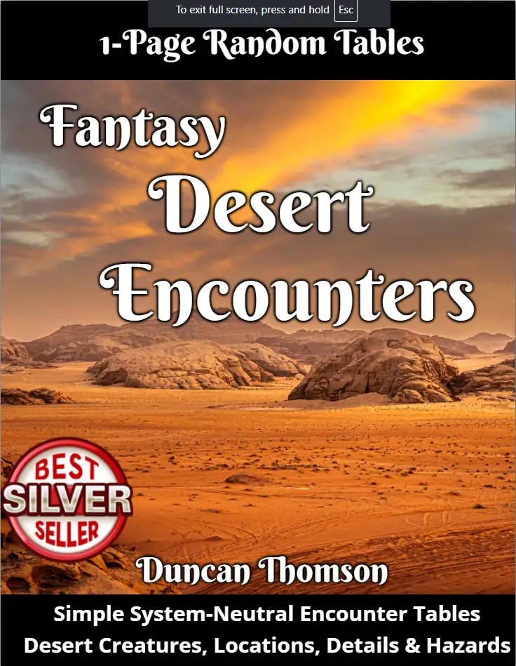 Desert Encounters - Fantasy One Page Random Tables - Chaos Gen | 1-Page ...