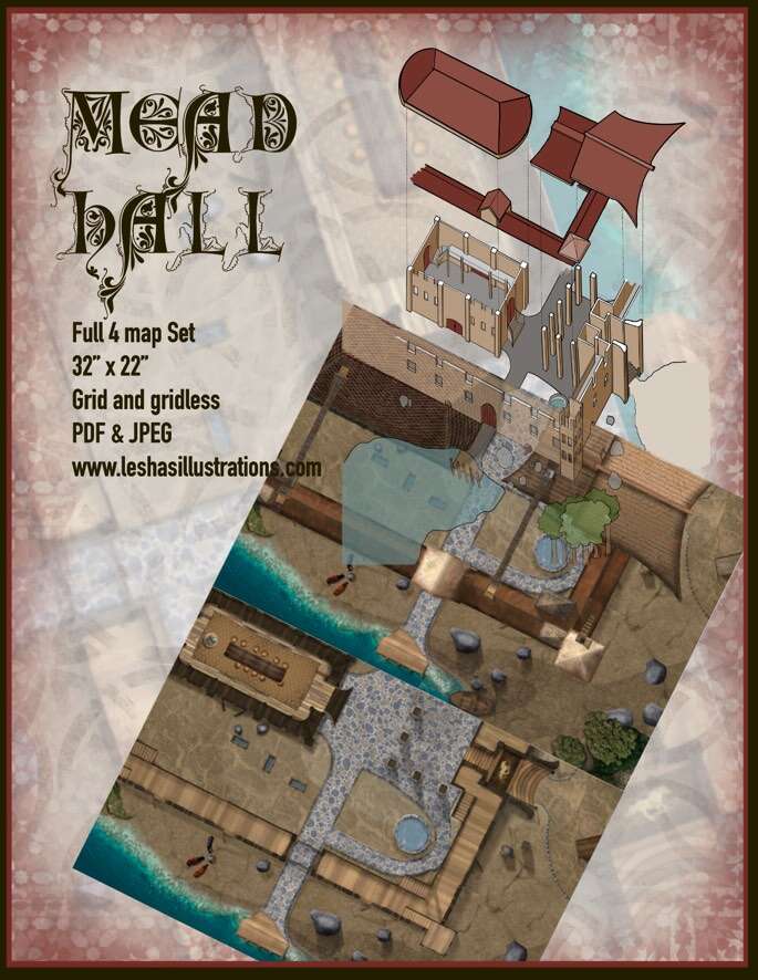 Mead Hall Battle Map Full Four-Map Set with Roof Maps - Lesha’s ...