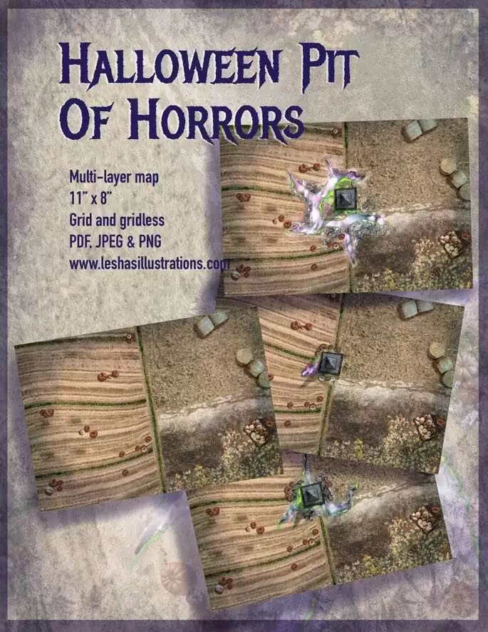 Halloween Pit of Horrors Battle Map - Lesha’s Illustrations | DriveThruRPG