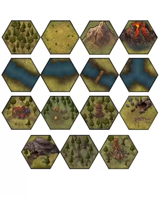 Hexplorer: Digital Hex Map Tiles (Intro Set) - Headless Hydra Press ...