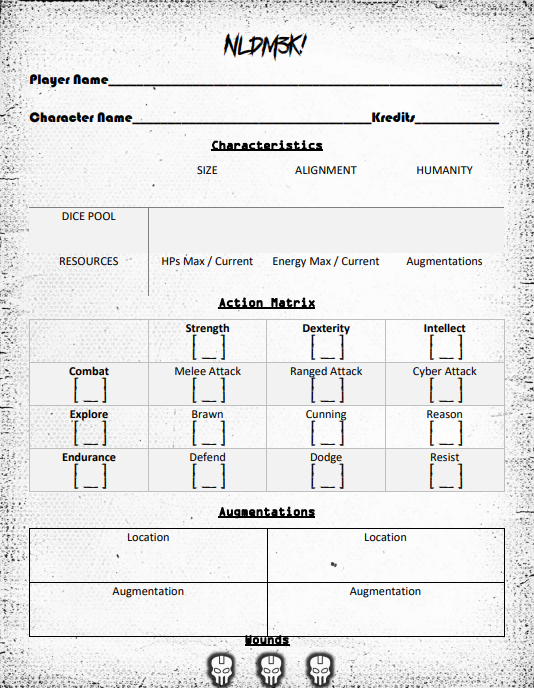 NLDM3K Character Sheet - Meta Mage Studios | DriveThruRPG