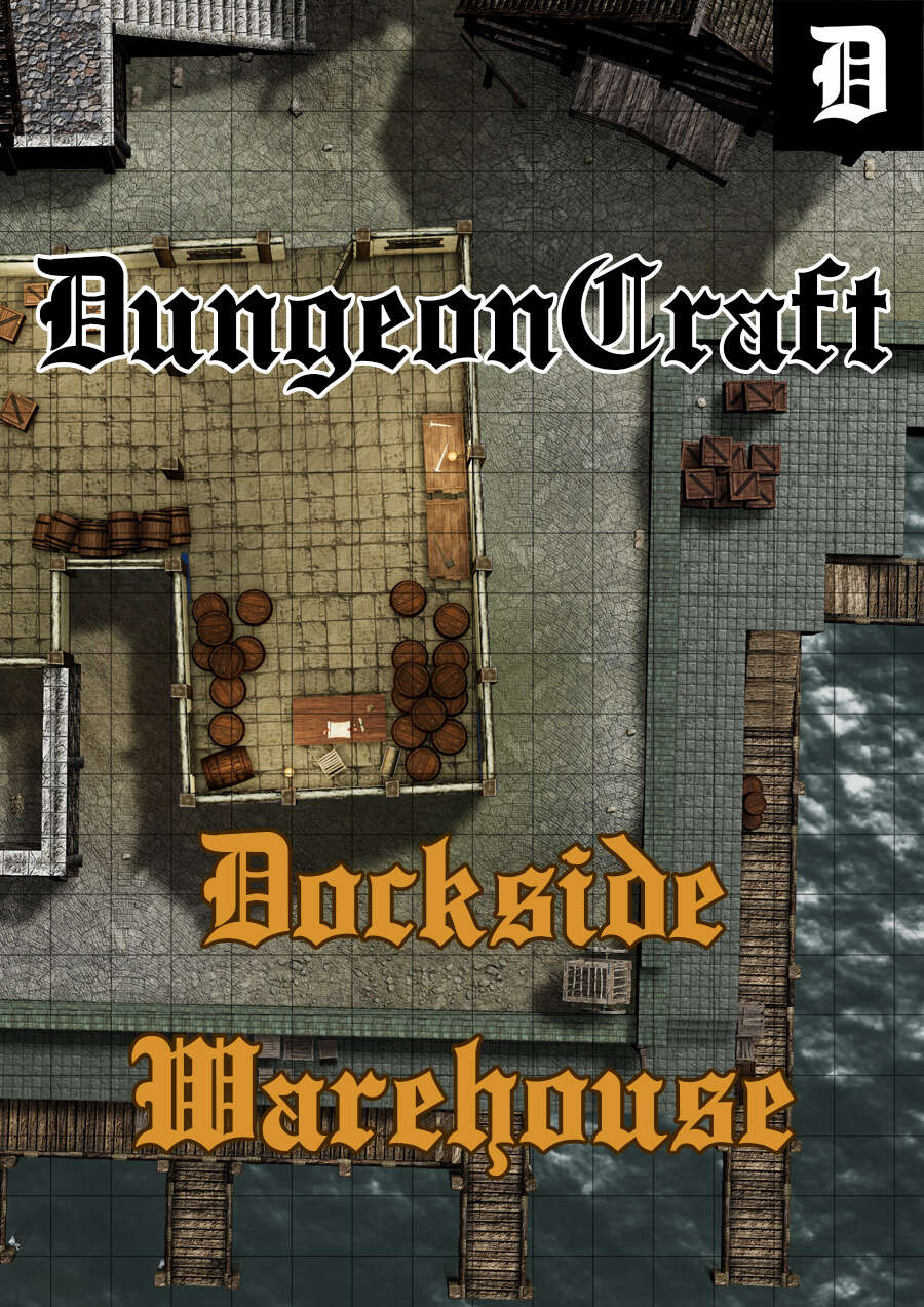VTT & Print Battlemap - Dockside Warehouse Preview - DungeonCraft ...