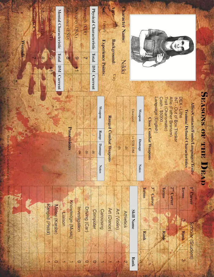 Seasons of the Dead - 2d6 - Pre Generated Characters - Stormy Creations ...