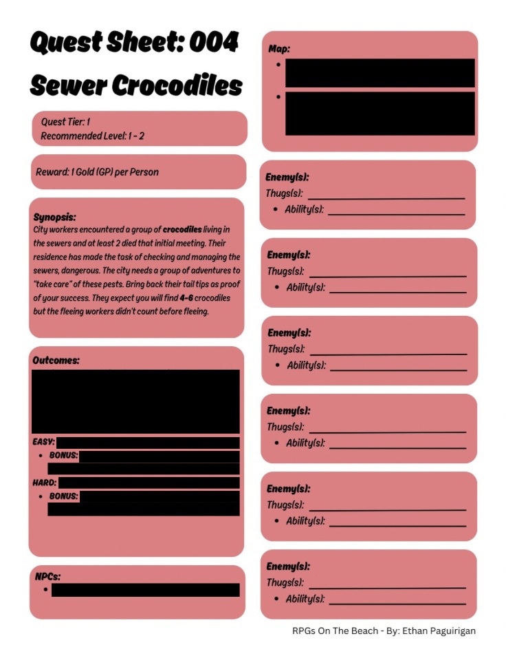 Quest Sheet 004 GM Version - RPGs On The Beach | Quest Sheets 1-10 ...