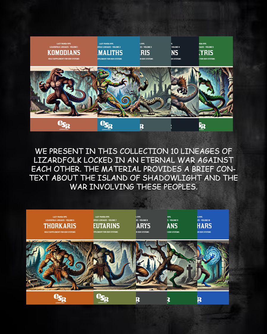 Lizardfolk Lineages [BUNDLE] - Lazy Panda RPG | Bundles | DriveThruRPG