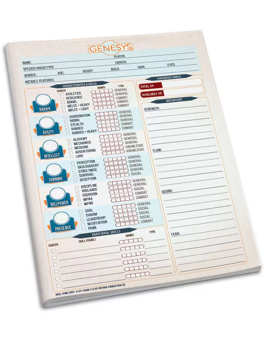 Genesys Character Booklet (Folio) - EDGE Studio | Genesys | DriveThruRPG