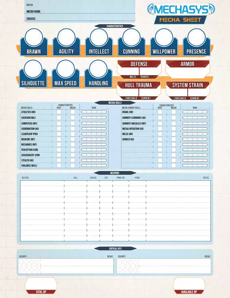 Mechasys Character Sheet - EDGE Studio | Studio 404 Games | Genesys ...