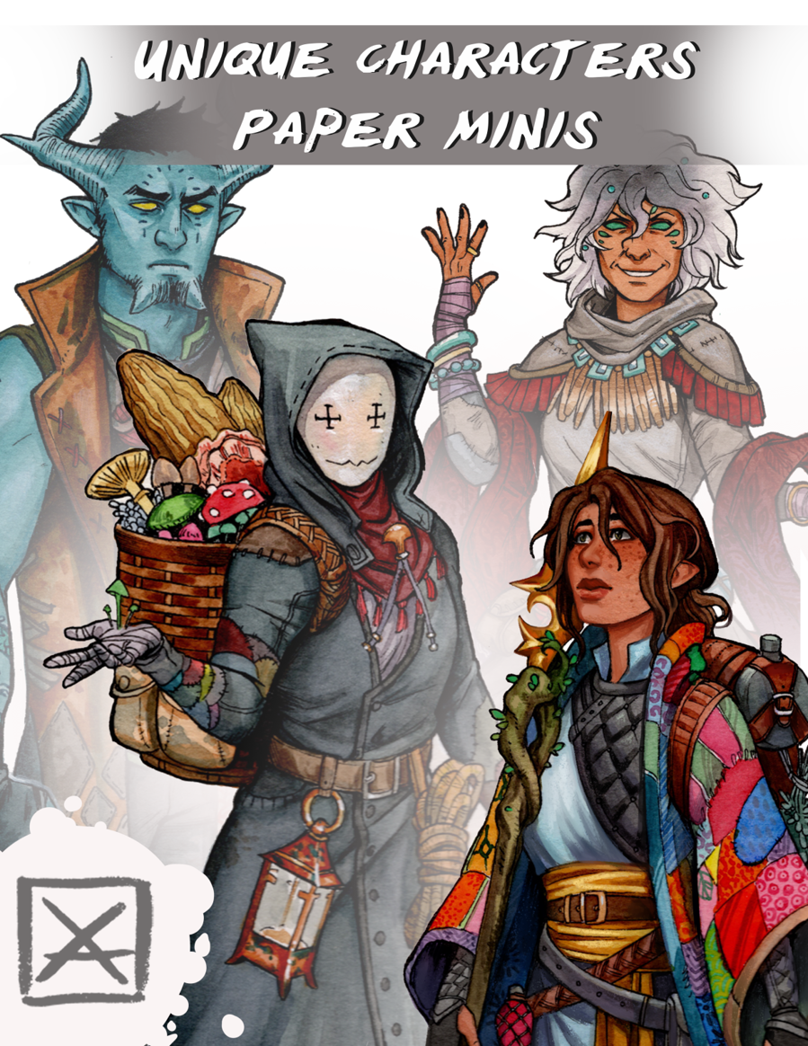 Unique Characters Paper Minis 1 - A.E. Coggon | DriveThruRPG