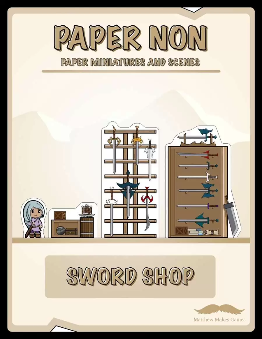 Sword Shop Paper Kit - Matthew Makes Games | DriveThruRPG