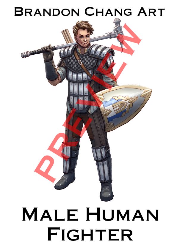 Fantasy Character Stock Art: Male Human Fighter - Brandon Chang Art ...