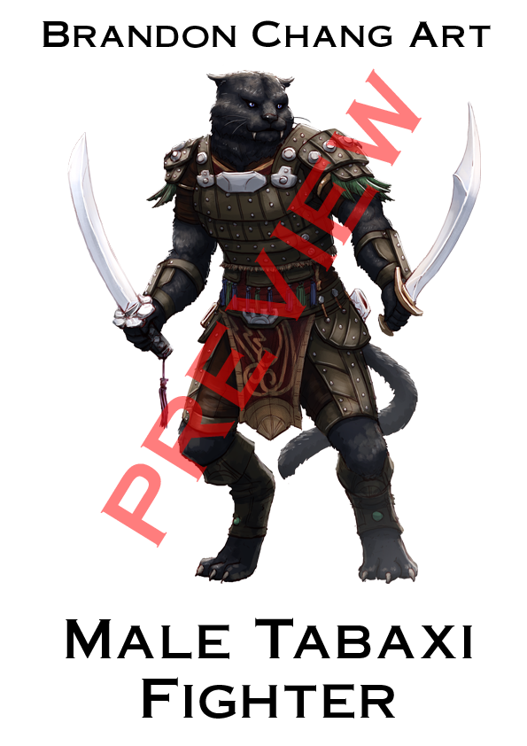 Fantasy Character Stock Art: Male Catfolk Fighter - Brandon Chang Art ...