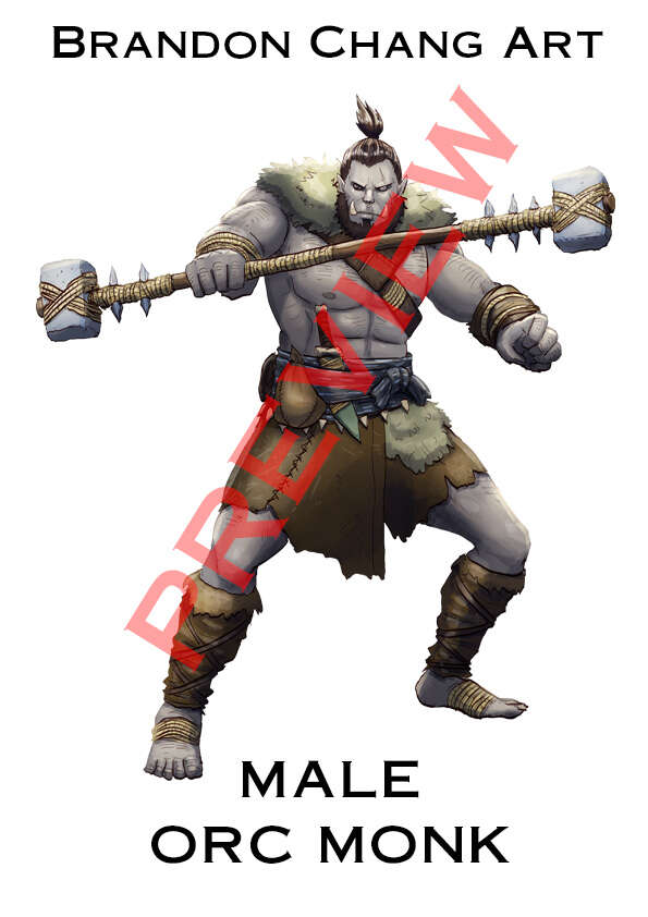 Fantasy Character Stock Art: Male Orc Monk - Brandon Chang Art ...