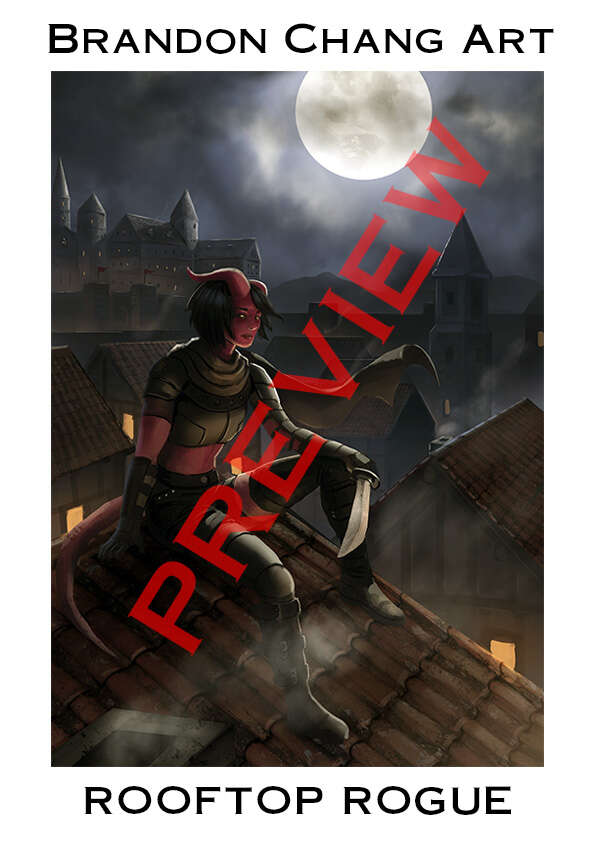 Fantasy Illustration Stock Art: Rooftop Rogue - Brandon Chang Art ...