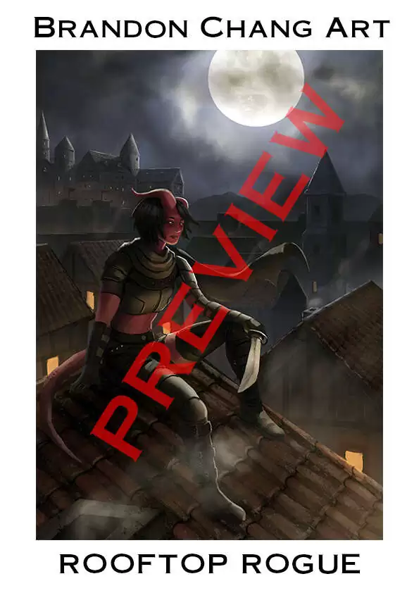 Fantasy Illustration Stock Art: Rooftop Rogue - Brandon Chang Art ...