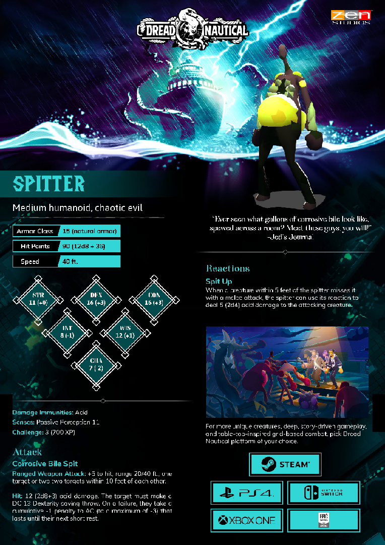 Spitter from Dread Nautical - Zen Studios | DriveThruRPG