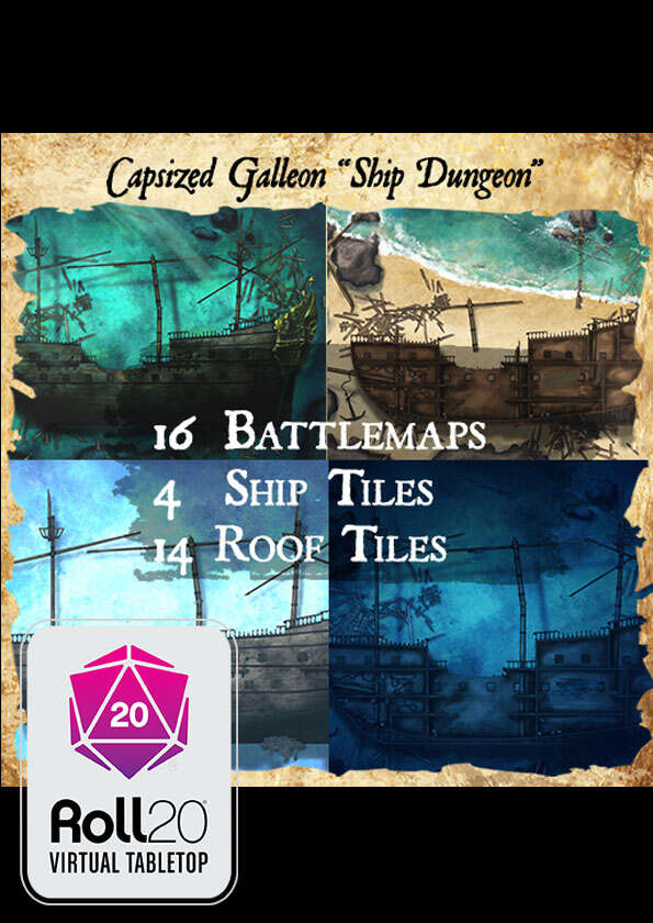Capsized Galleon Map & Assets | Roll20 VTT - Limithron | DriveThruRPG