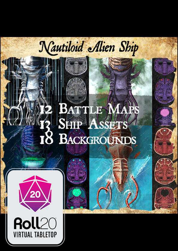 Nautiloid Alien Ship Map & Assets | Roll20 VTT - Limithron | DriveThruRPG