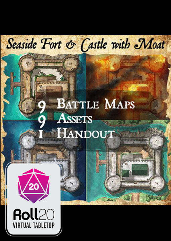 Seaside Fort & Castle with Moat | Roll20 VTT - Limithron | DriveThruRPG