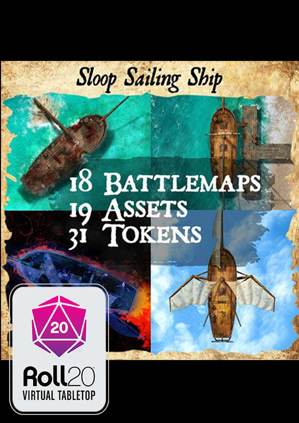 Sloop Sailing Ship | Roll20 VTT - Limithron | DriveThruRPG