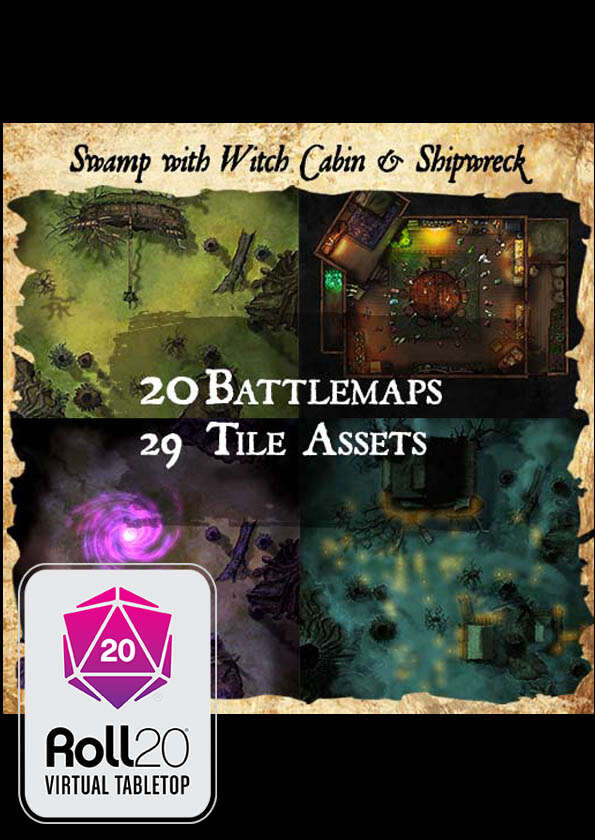 Swamp with Cabin/Shipwreck | Roll20 VTT - Limithron | DriveThruRPG