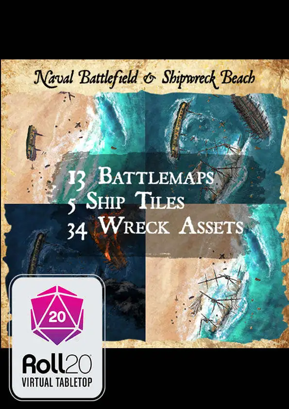 Naval Battlefield & Shipwreck Beach Map & Assets | Roll20 VTT ...