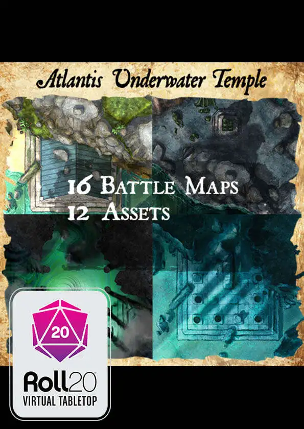 Atlantis Temple Ruins Map & Assets | Roll20 VTT - Limithron | DriveThruRPG