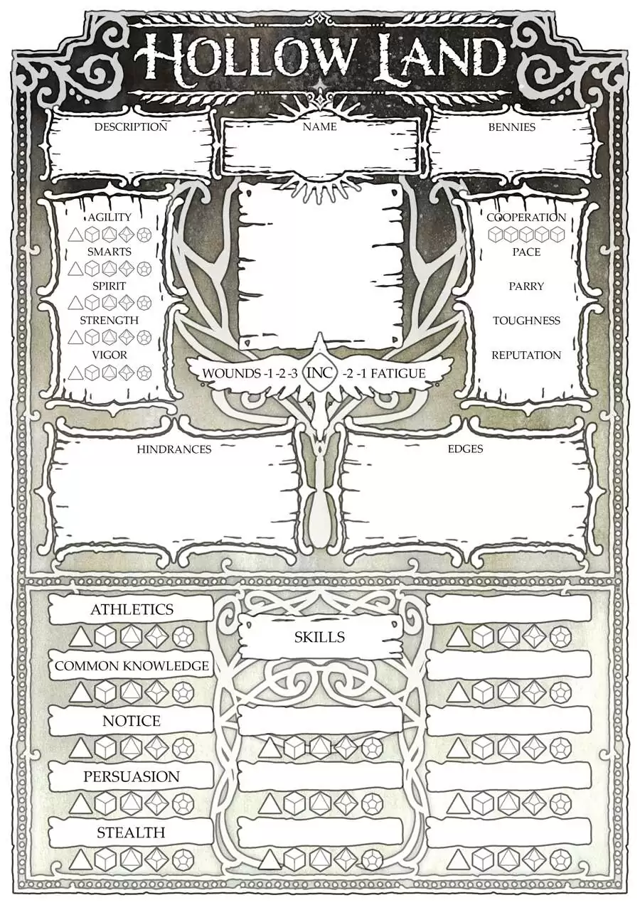 Hollow Land - Character Sheet - Hollow Land | DriveThruRPG