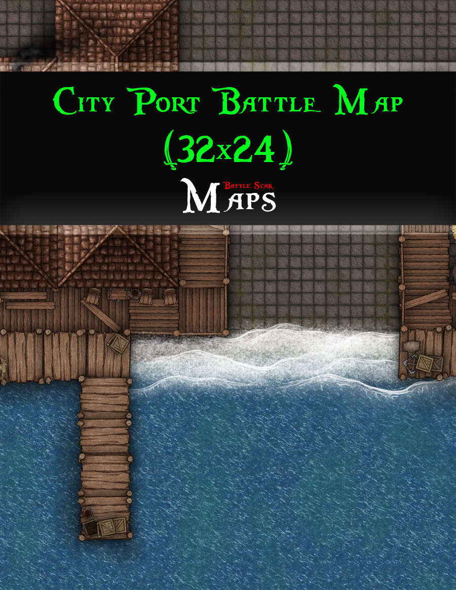 City Port Battle Map (32x24) - Battle Scar Maps | DriveThruRPG