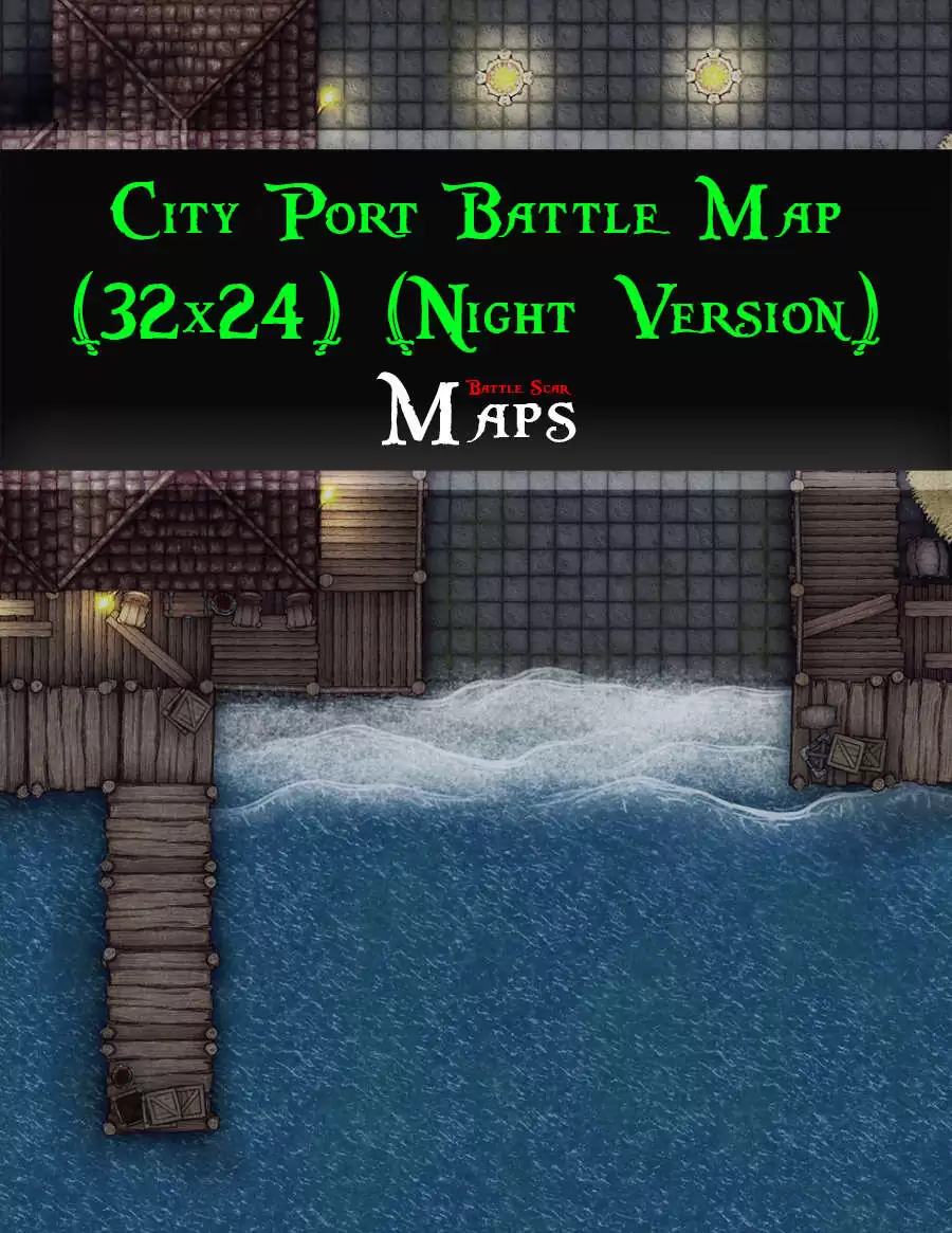 City Port Battle Map (32x24) (Night Version) - Battle Scar Maps ...