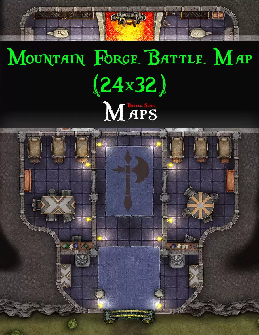 Mountain Forge Battle Map (24x32) - Battle Scar Maps | DriveThruRPG