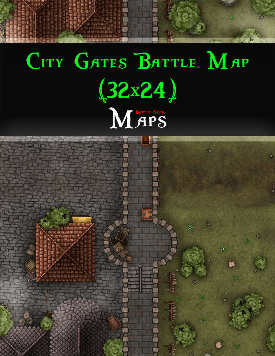 City Gates Battle Map (32x24) - Battle Scar Maps | DriveThruRPG