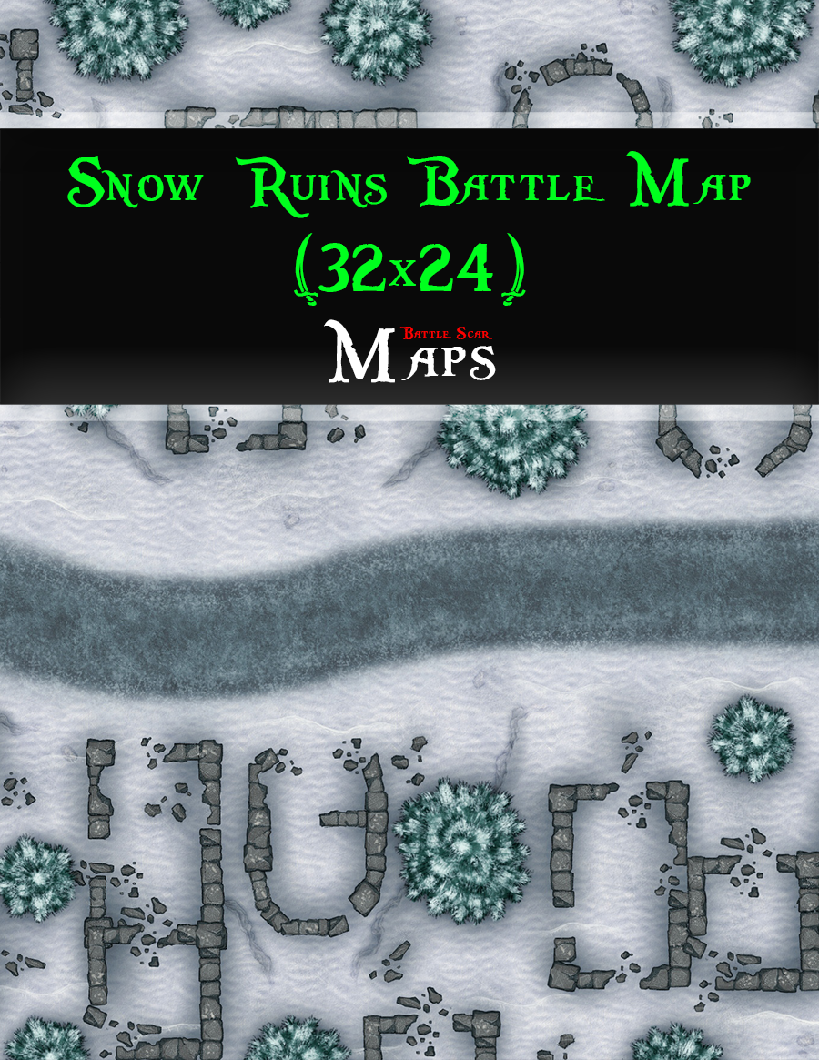 Snow Ruins Battle Map (32x24) - Battle Scar Maps | DriveThruRPG