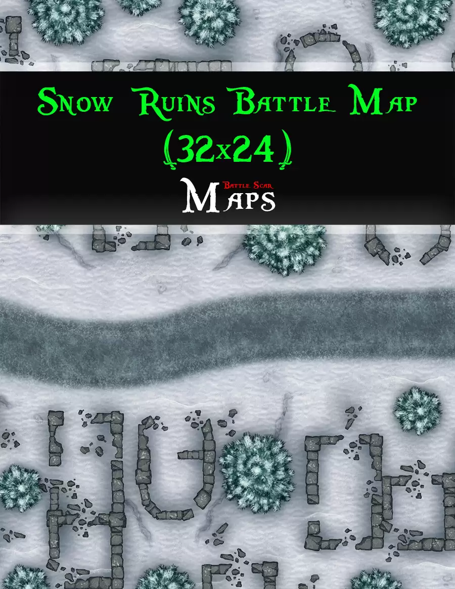 Snow Ruins Battle Map (32x24) - Battle Scar Maps | DriveThruRPG