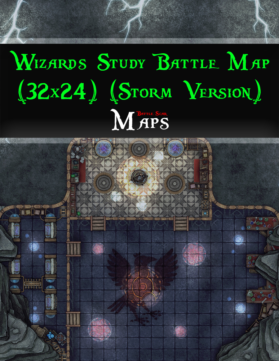 Wizard's Study Battle Map (32x24) (Storm Version) - Battle Scar Maps ...