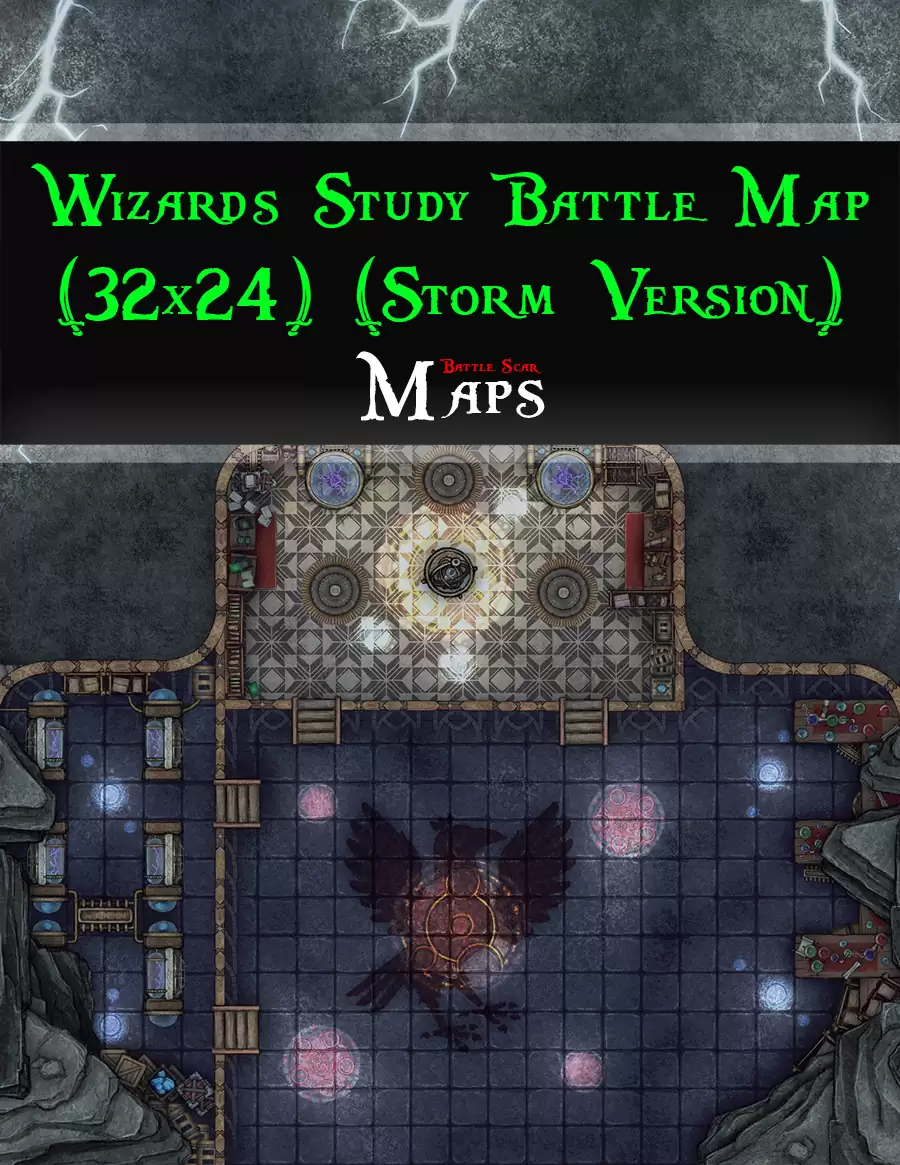 Wizard's Study Battle Map (32x24) (Storm Version) - Battle Scar Maps ...