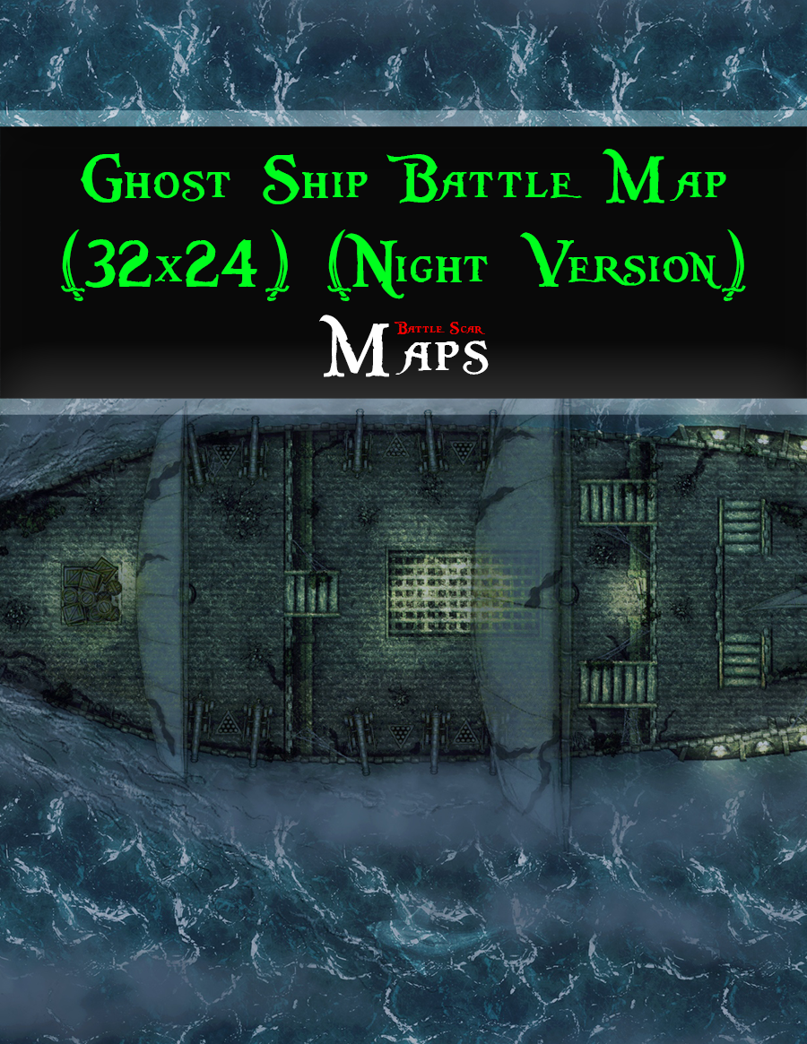 Ghost Ship Battle Map (32x24) (Night Version) - Battle Scar Maps ...