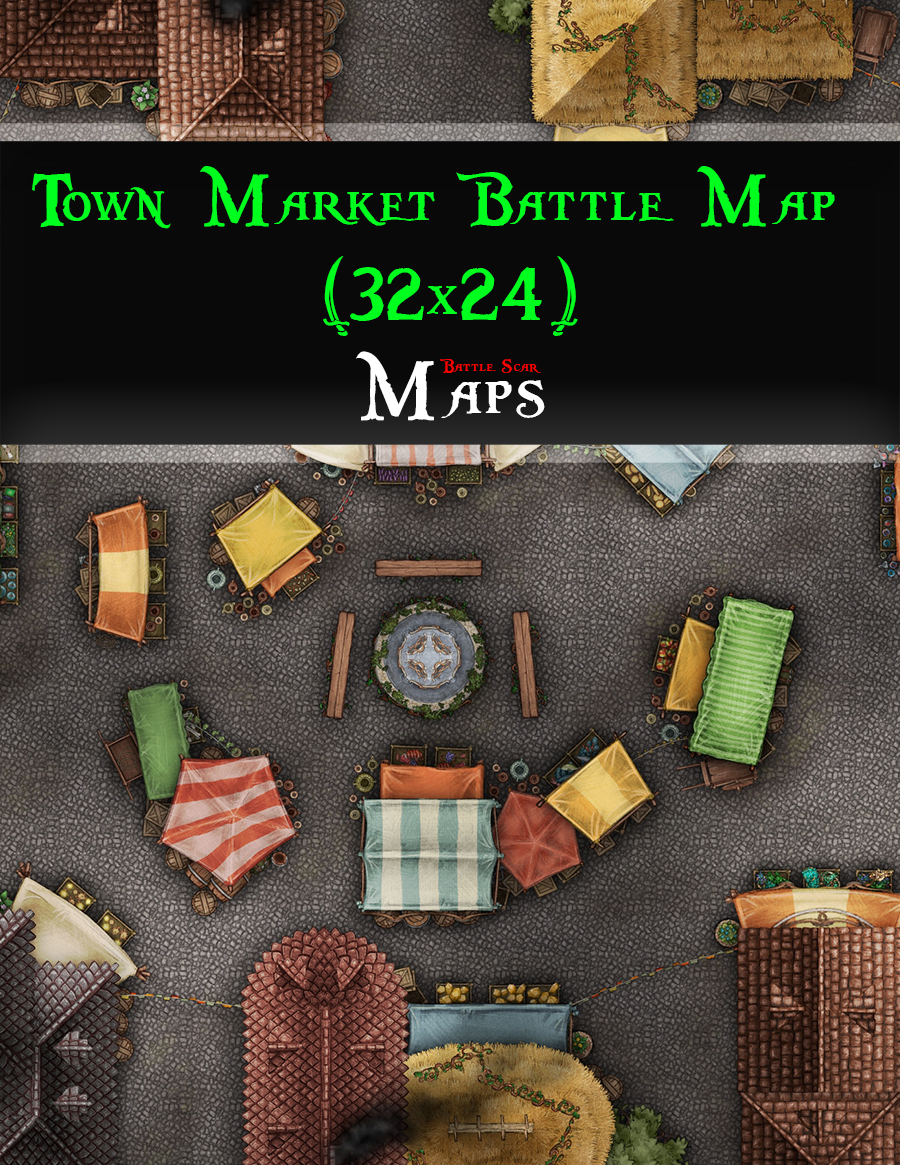 Town Market Battle Map (32x24) - Battle Scar Maps | DriveThruRPG