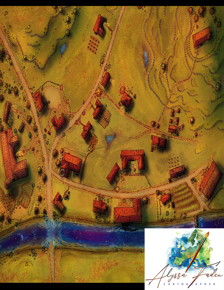 Village 1 Fall (Color) - Alyssa Faden | Town & Village Maps | DriveThruRPG