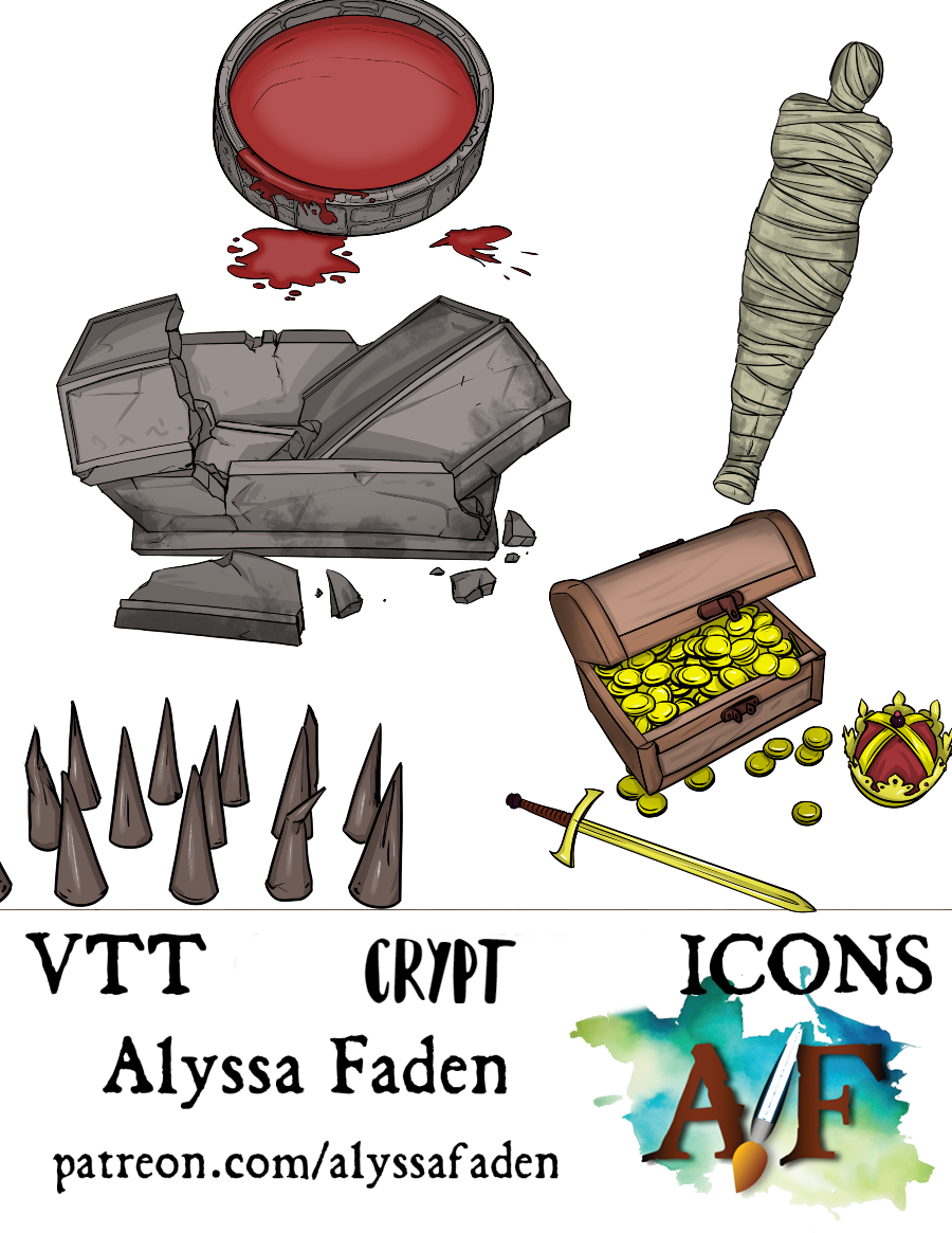 Crypt Asset Pack - Alyssa Faden | Token Packs | DriveThruRPG