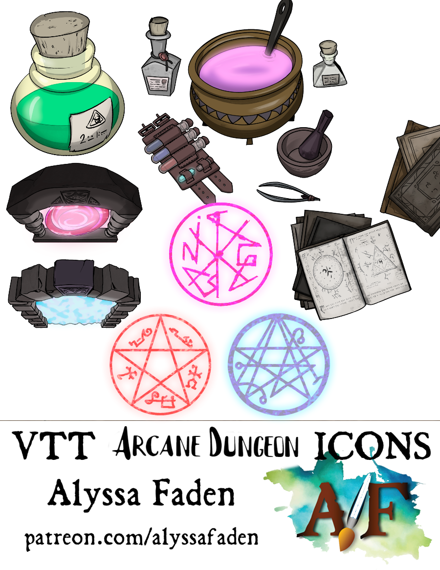 Arcane Dungeon Asset Pack - Alyssa Faden | Token Packs | DriveThruRPG