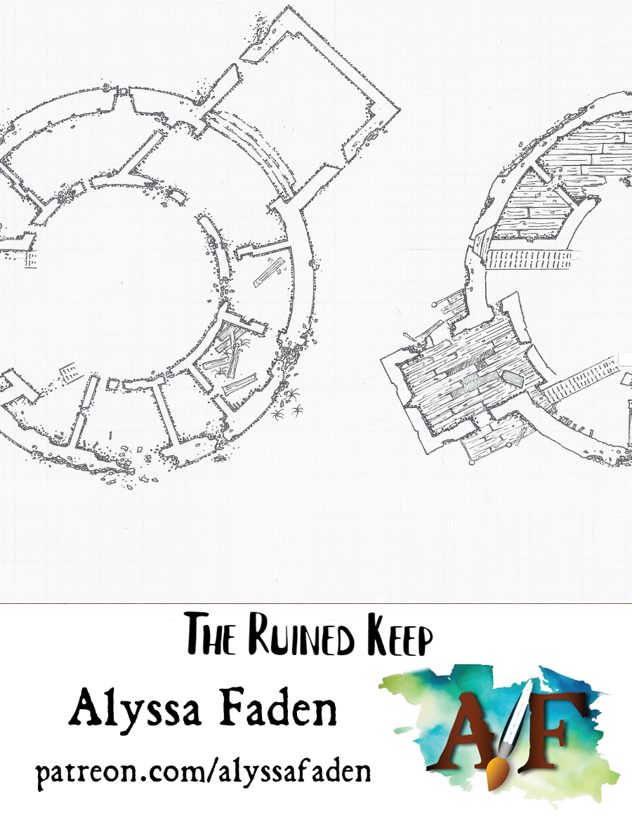 Ruined Keep (Black & White) - Alyssa Faden | Town & Village Maps ...