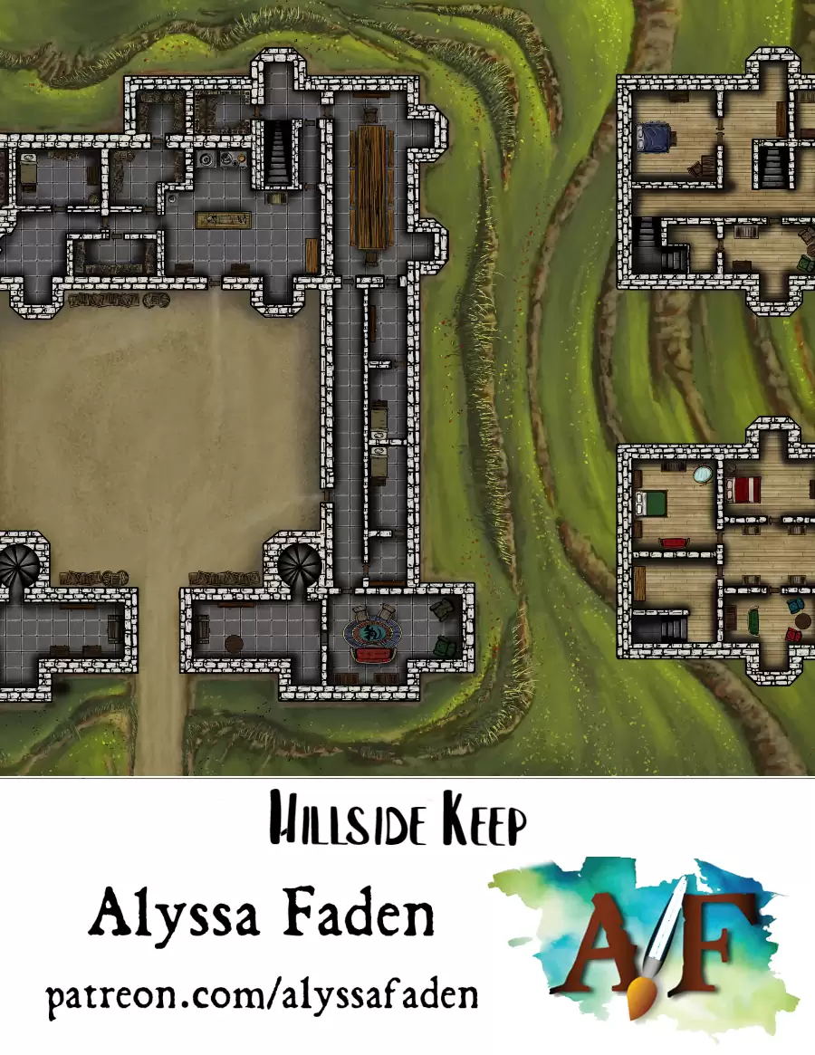 Hillside Keep (Color) - Alyssa Faden | Town & Village Maps | DriveThruRPG