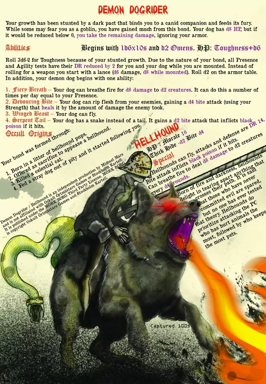 Demon Dogrider / Hellhound: A Class and Monster for Mörk Borg - Michael Mars | MÖRK BORG ...