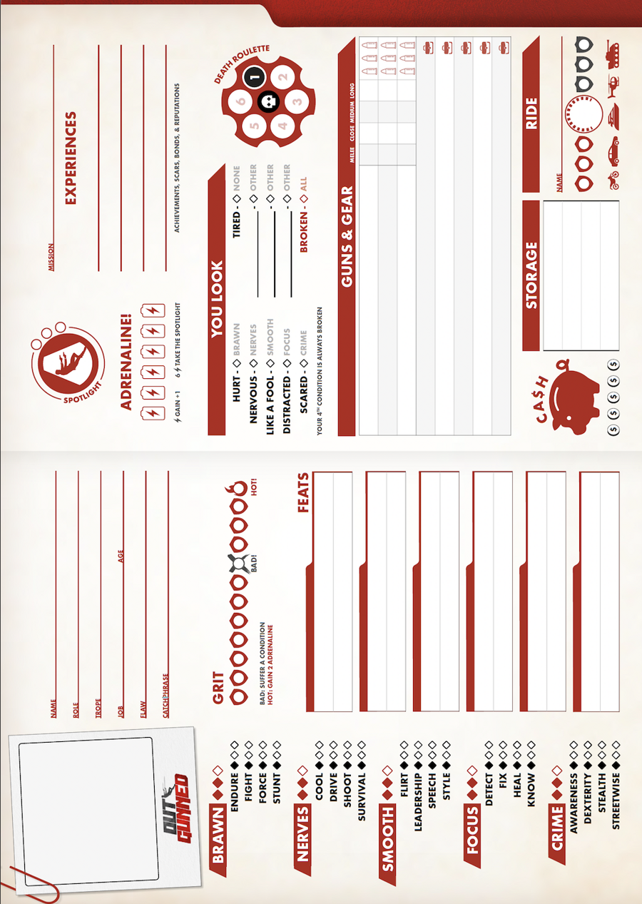 Outgunned - Character Sheets - Two Little Mice | Outgunned | DriveThruRPG