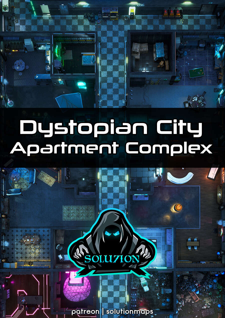 Dystopian City Apartment Complex 1080p - Cyberpunk Animated Battle Map ...
