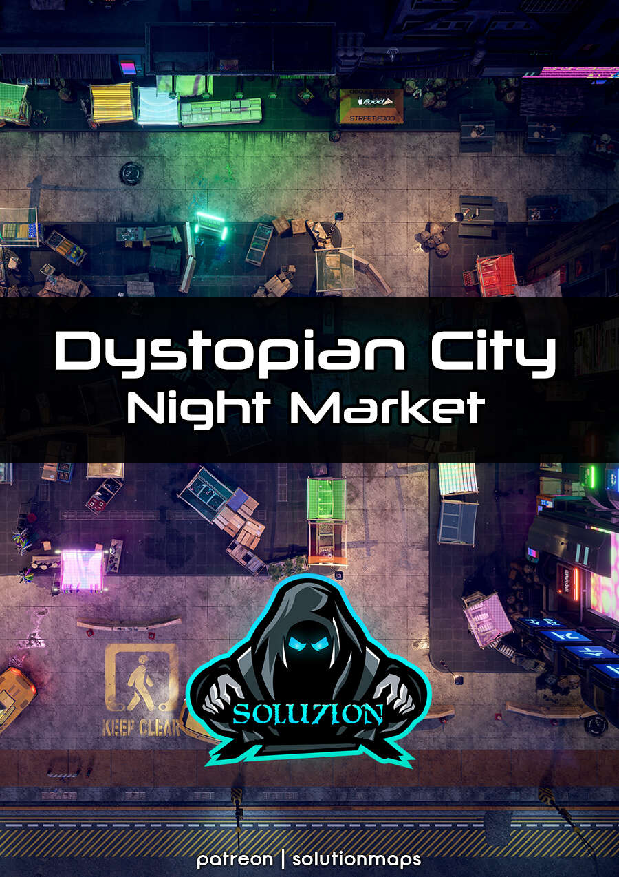Dystopian City Night Market 1080p - Cyberpunk Animated Battle Map ...